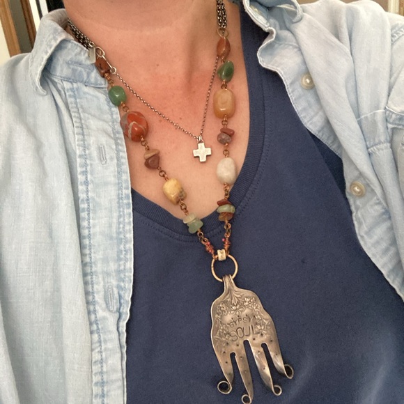 Jewelry | Gypsy Soul Mixed Metals Fork Pendant With Multicolor Stone ...